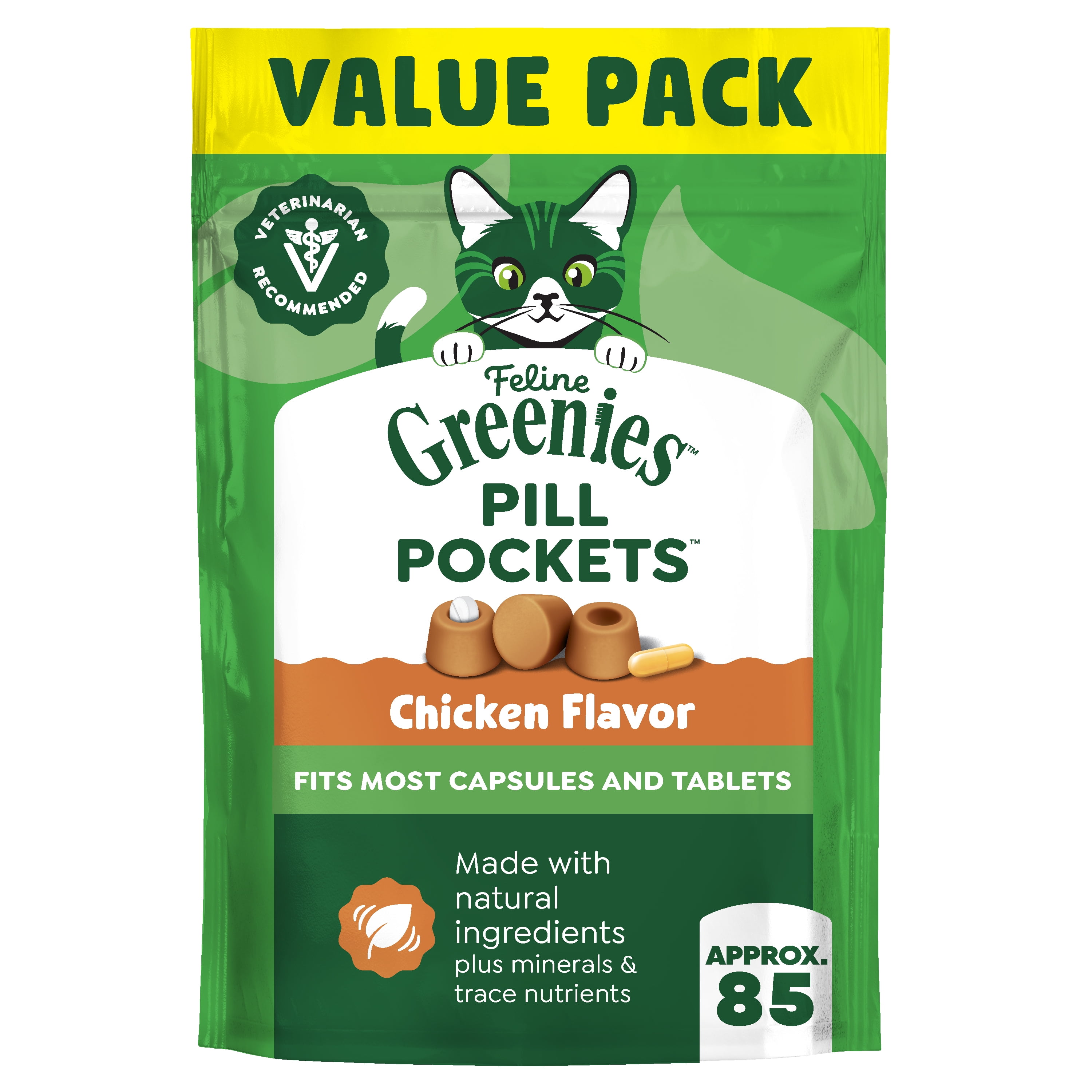 Greenies Feline Chicken Flavor Pill Pockets For Cats Soft Cat Treats, 3 ...