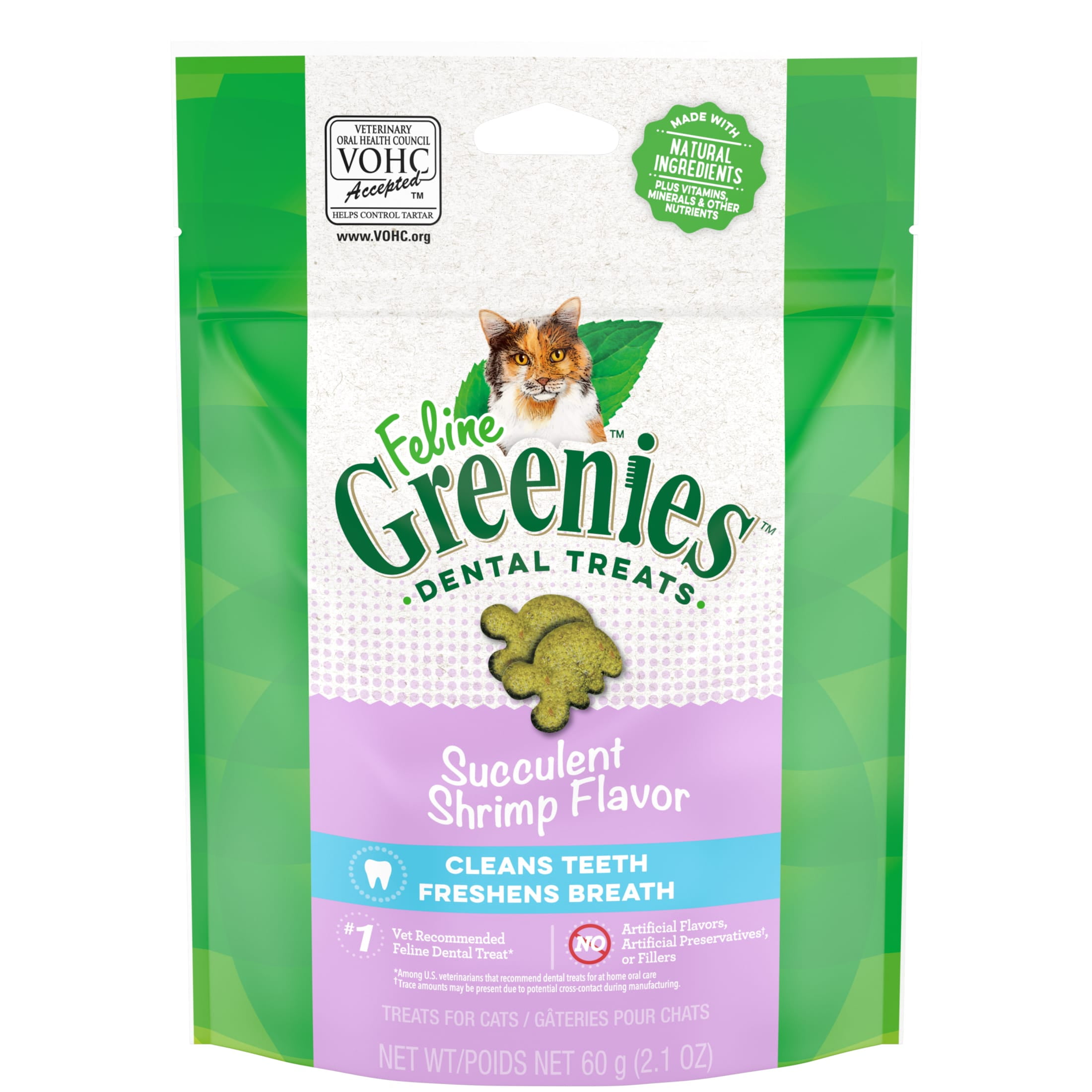 Greenies Feline Adult Cat Dental Treats, Tartar Care, Succulent Shrimp ...