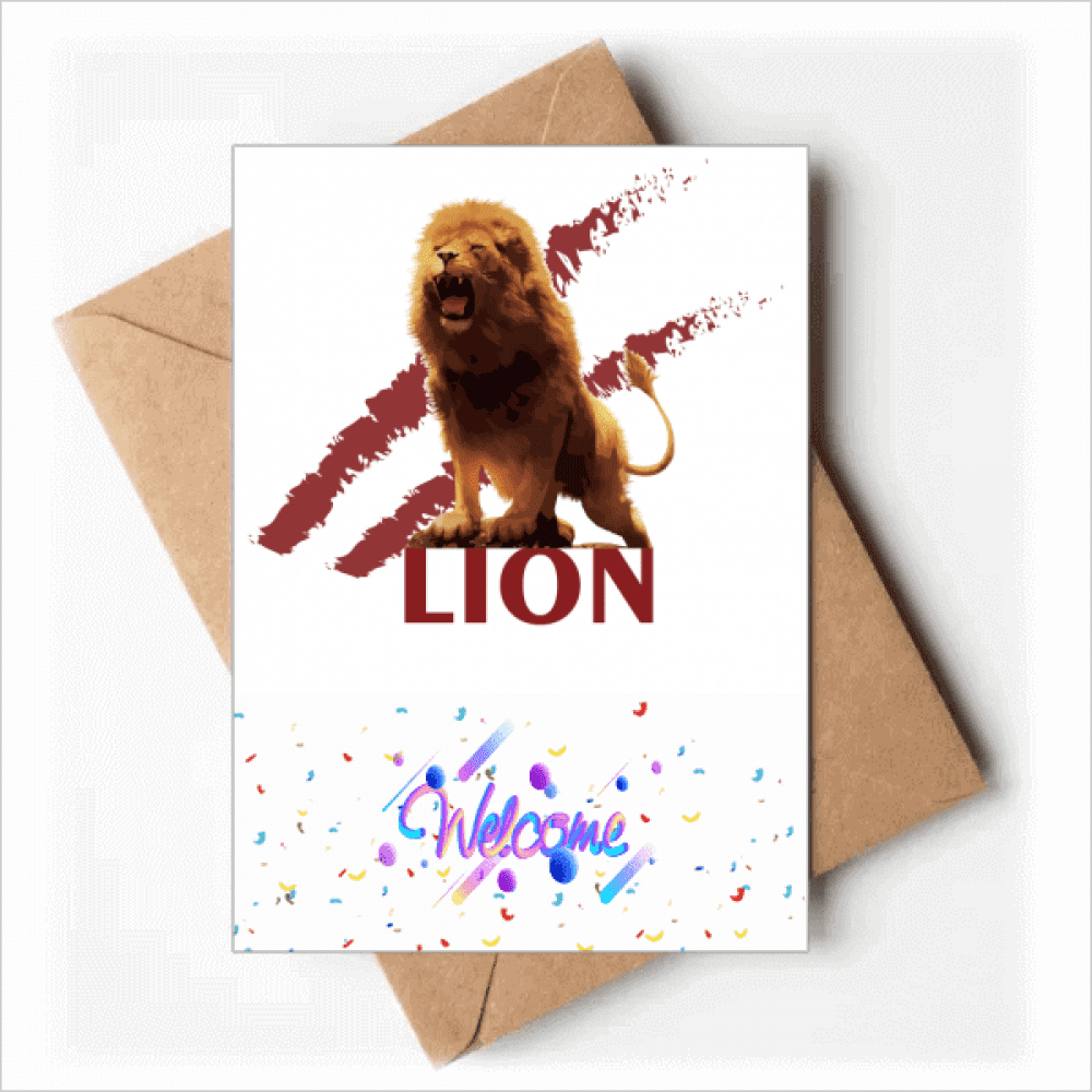 Feline Lions Ferocious Creatures Welcome Back Greeting Cards Envelopes ...