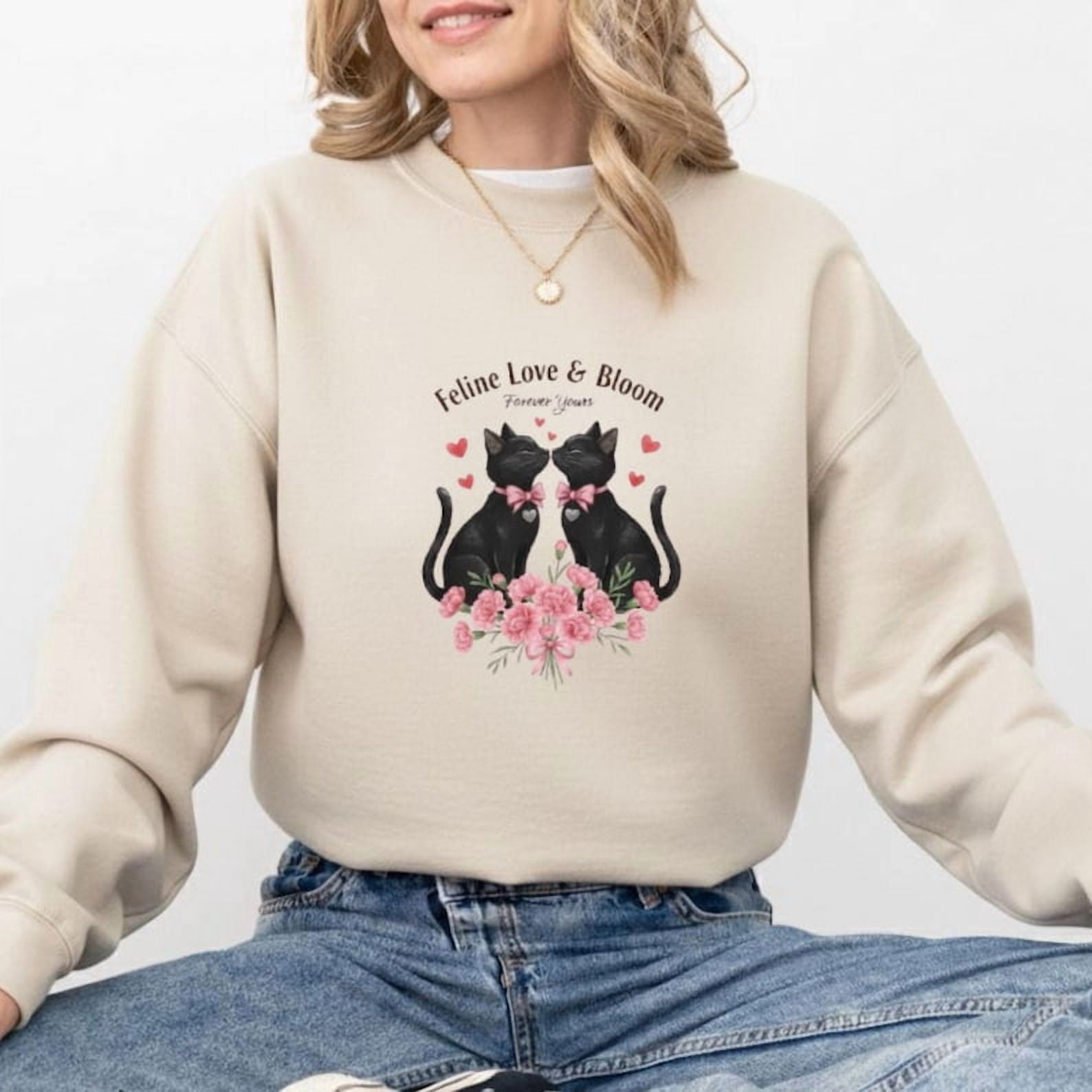 Feline Love And Bloom Graphic Black Cats With Roses Floral Valentine ...