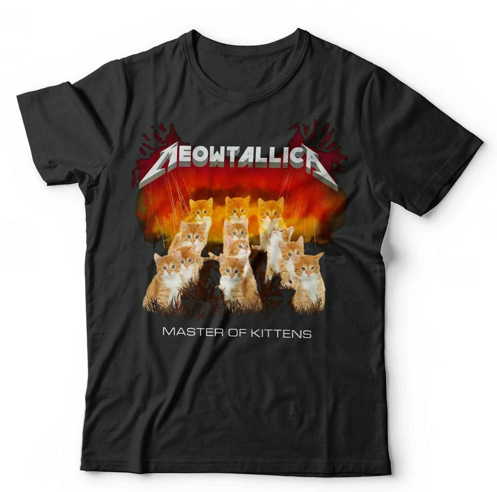 Feline Metal Band Parody Retro Cute Kitten Rock Inspired Humor Unisex T ...