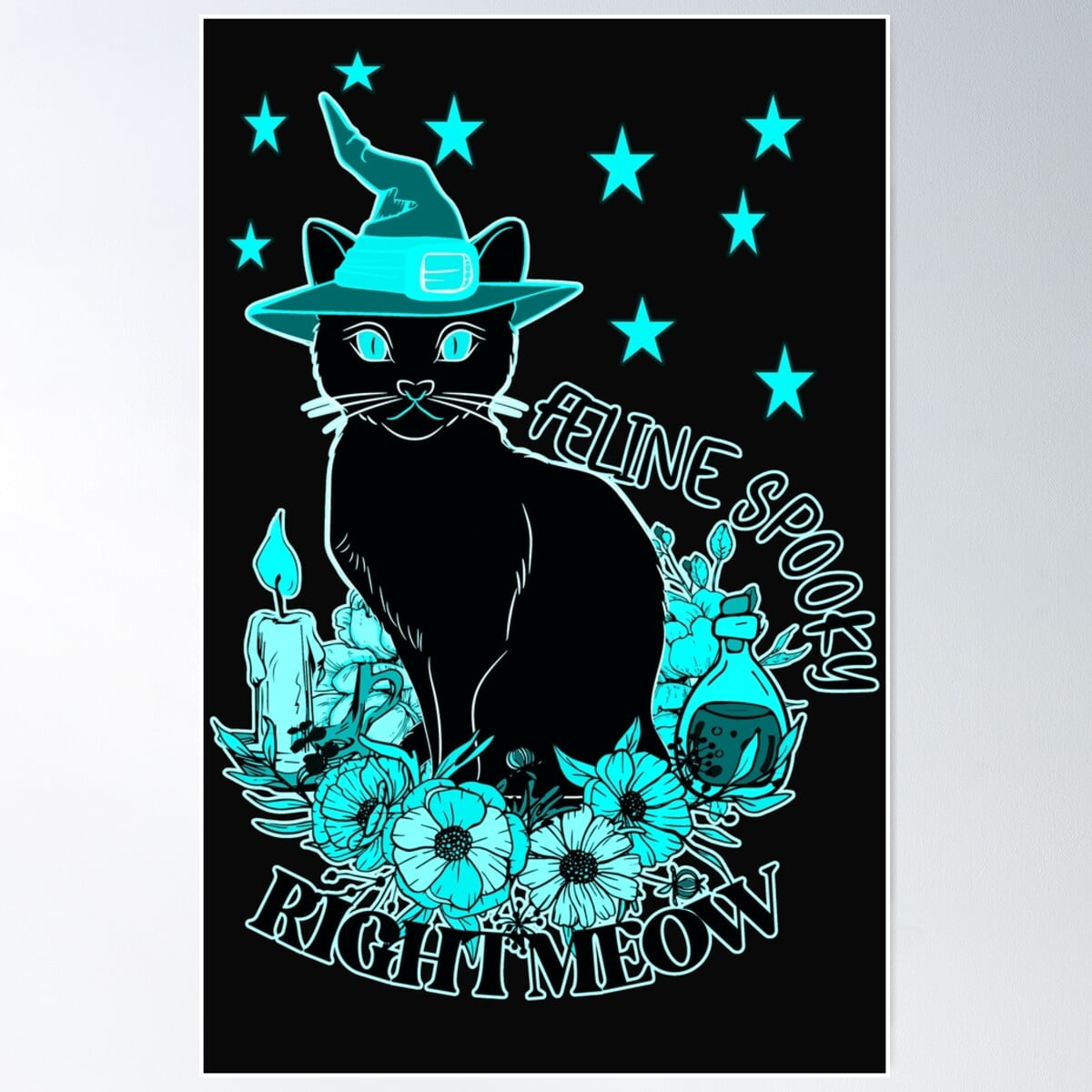 Feline Spooky Right Meow (Moonlight Version) Poster Wall Art, Modern ...