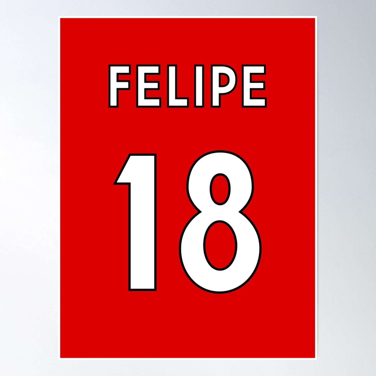 Felipe Nffc Name And Number Poster Wall Art, Modern Wall Decor, 12x18 ...