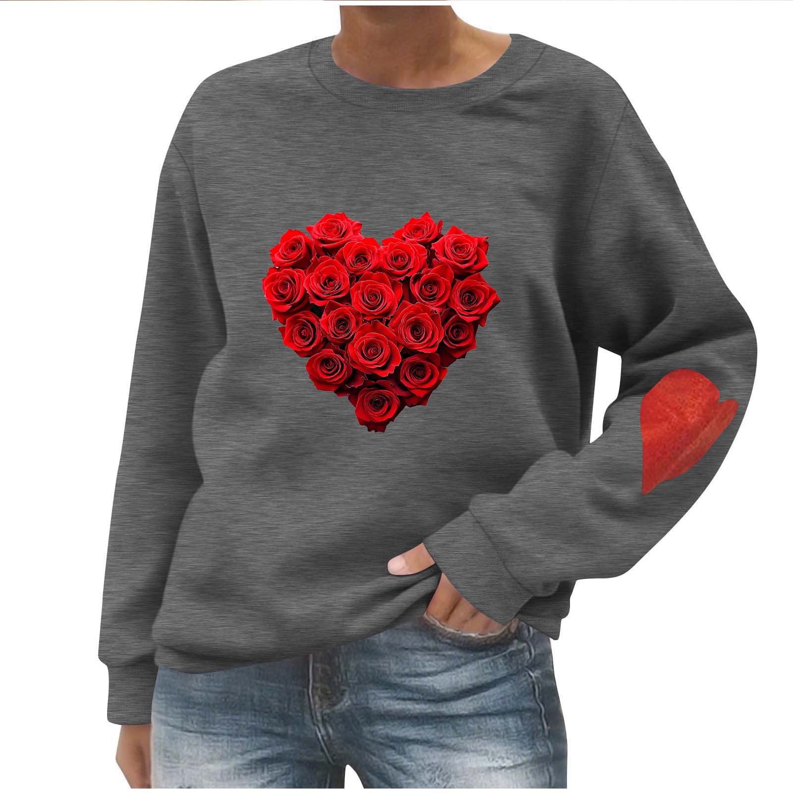Felirenzacia Big and Tall Women’s Valentine Pullover Sweet Heart Design ...