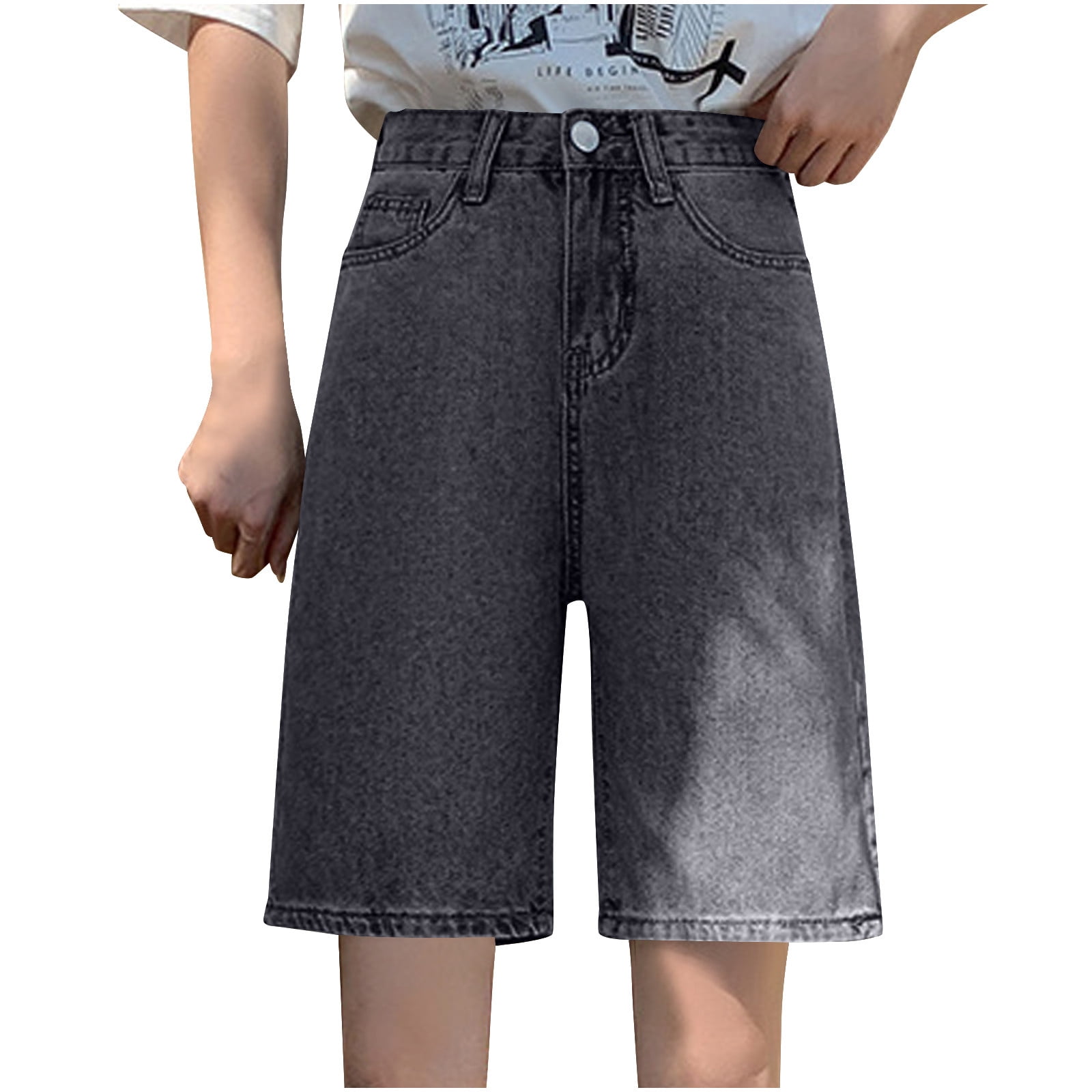 Felirenzacia Women's Plus Size Knee Length Y2k Baggy Denim Shorts ...