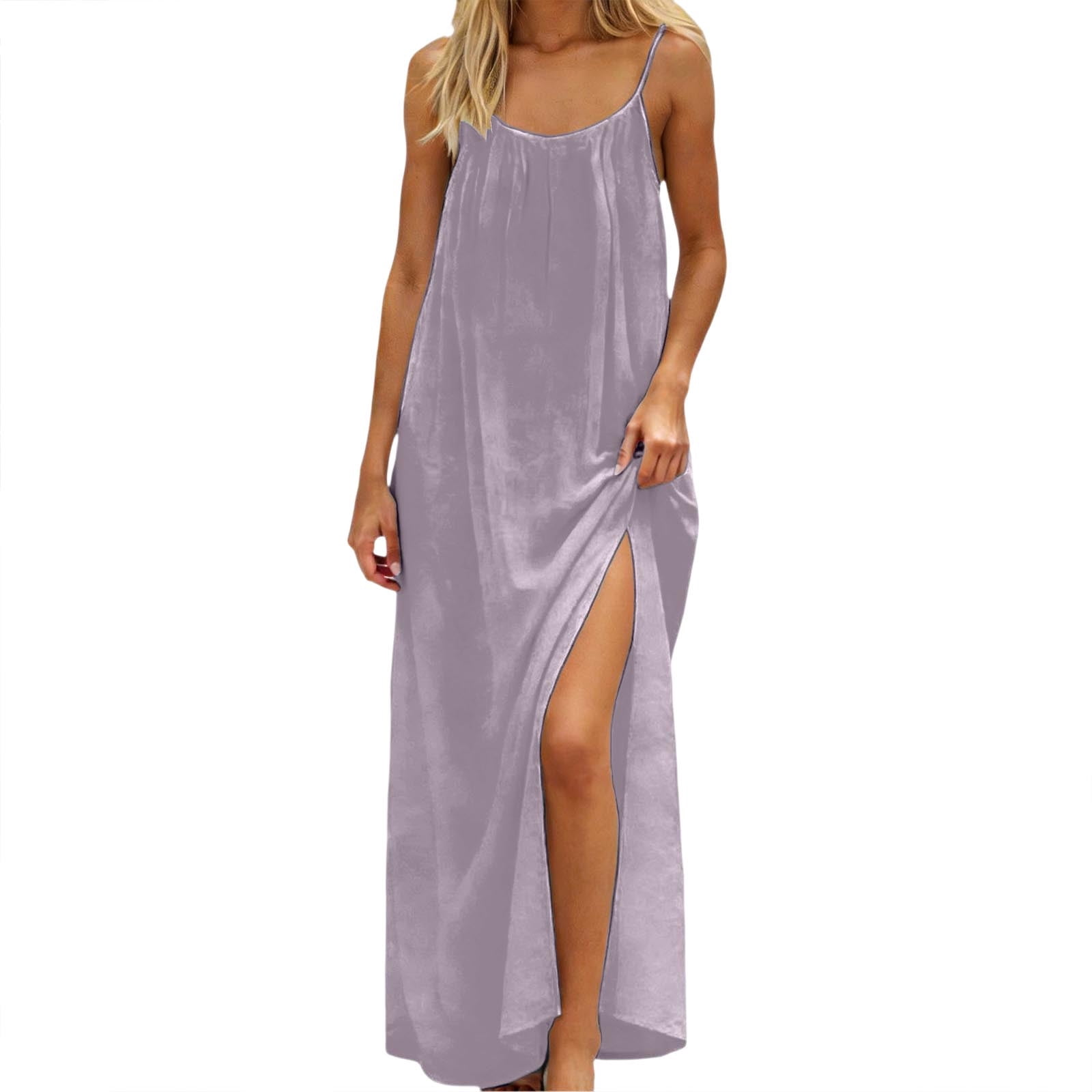 Felirenzacia Cami Dresses for Women Cami Lounge Dress Backless Solid ...