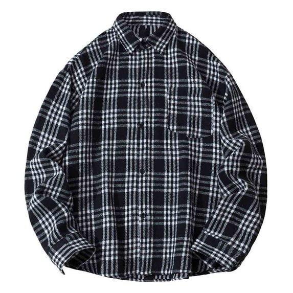 Felirenzacia George Men and Big Men's Plaid Shirt, Chest Pocket Long ...