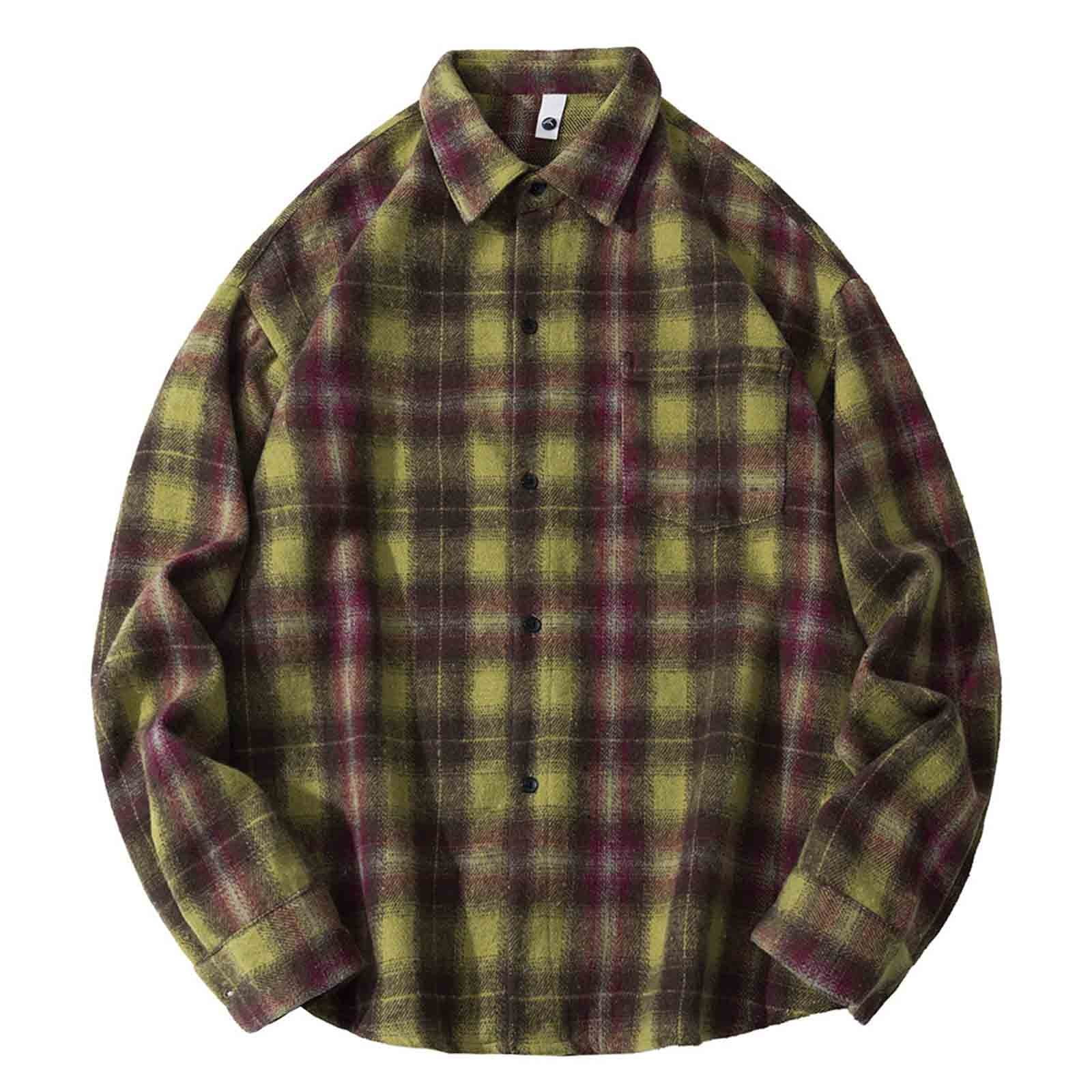 Felirenzacia George Men and Big Men's Plaid Shirt, Chest Pocket Tartan ...