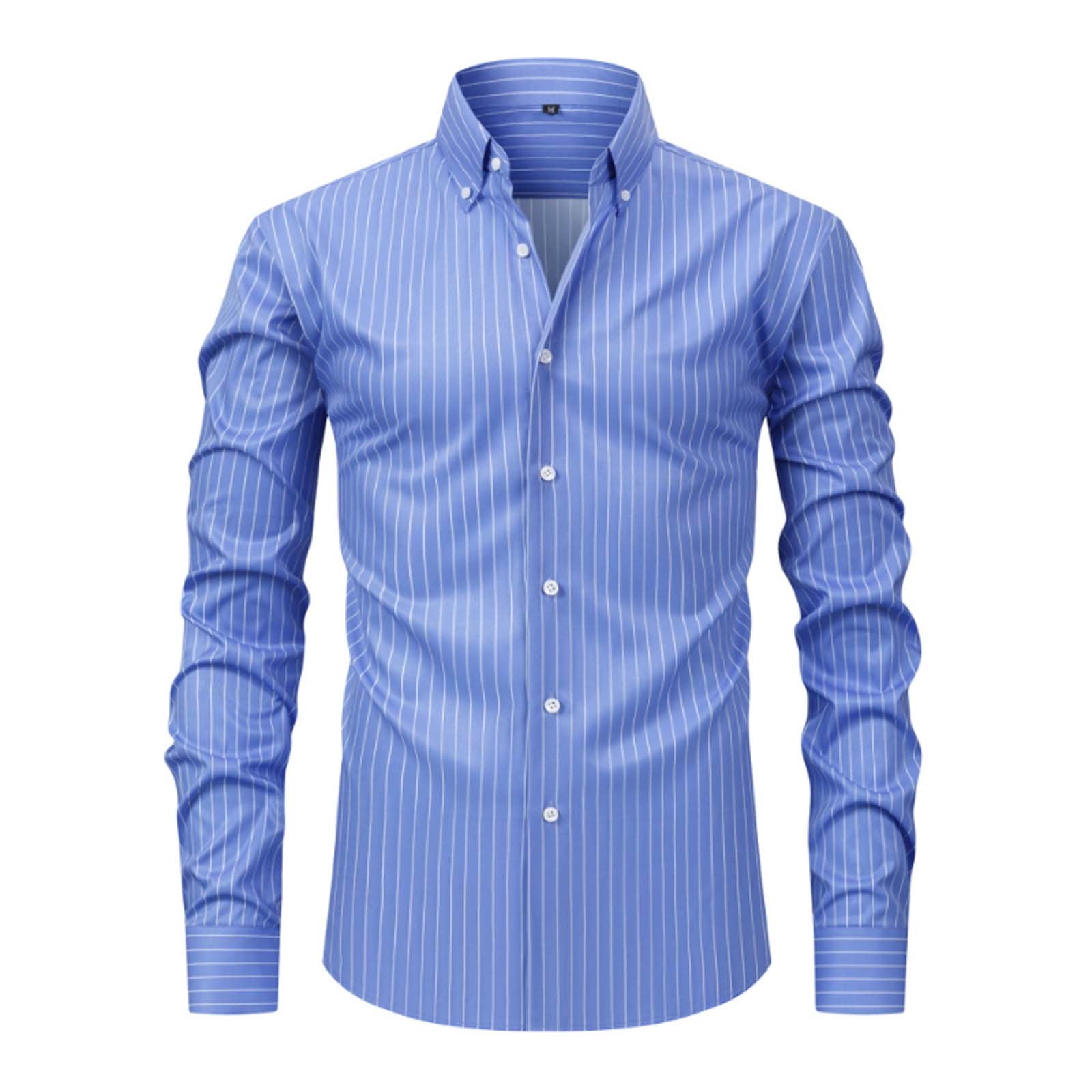 Felirenzacia George Men and Big Men's Shirt, Classic Striped Long ...