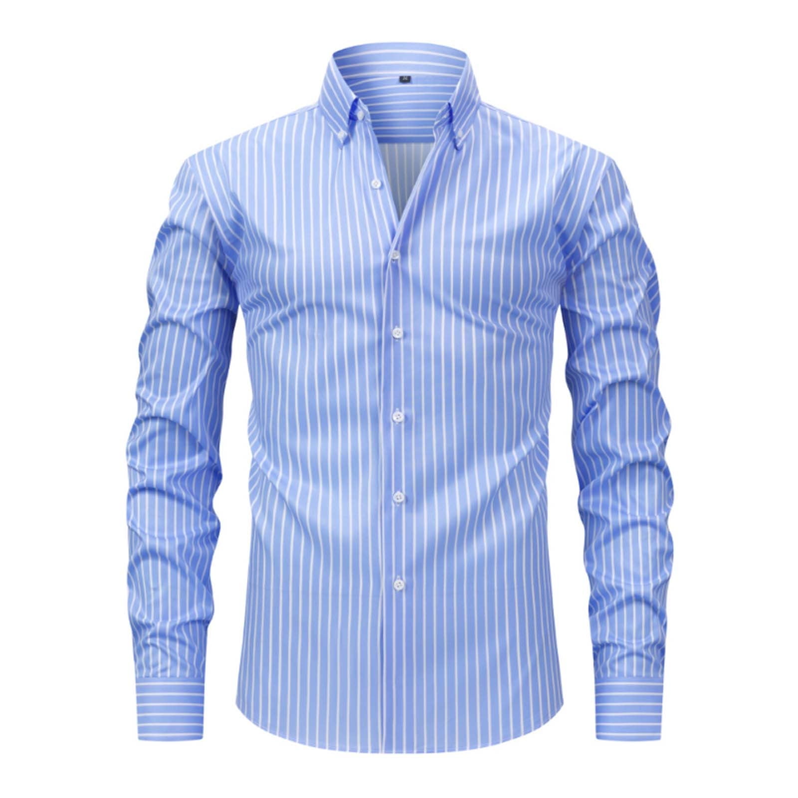 Felirenzacia George Men and Big Men's Shirt, Classic Striped Long ...