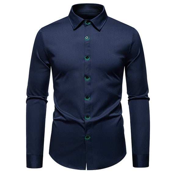 Felirenzacia George Men's Embroidery Shirt, Long Sleeve Bussiness Dress ...