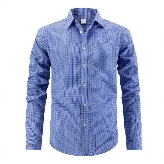 Felirenzacia George Men's Gingham Dress Shirt, Chest Pocket Plaid Long ...