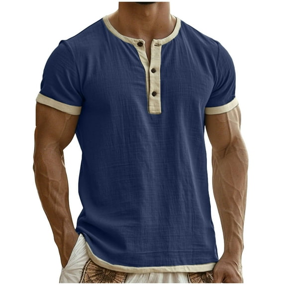 Felirenzacia George Men's Quarter Button Front Short Tee, 0.4Lbs Cotten ...
