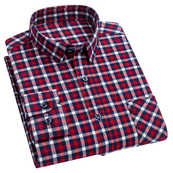 Felirenzacia George Men's Shirt, Chest Pocket Tartan Long Sleeve Dress ...