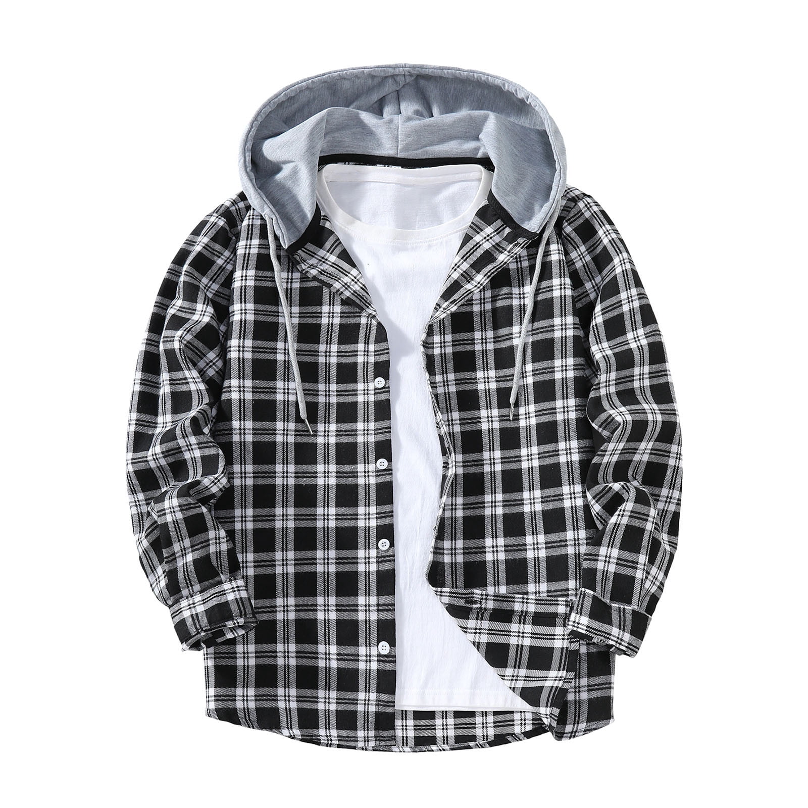 Felirenzacia Men's Tartan Hoodie Shirt, Checkered Plaid Long Sleeve ...