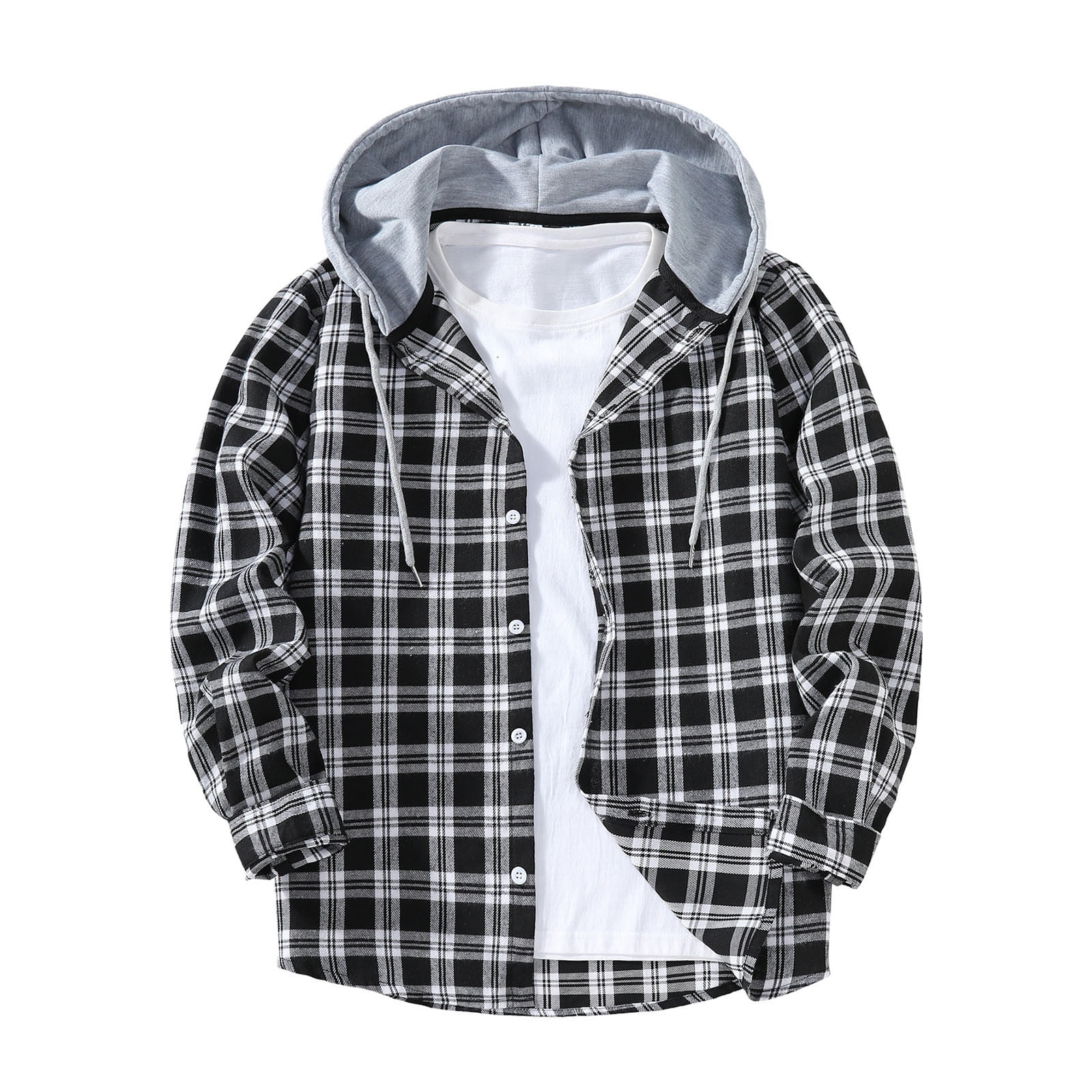 Felirenzacia George Men's Tartan Hoodie Shirt, Checkered Plaid Long ...