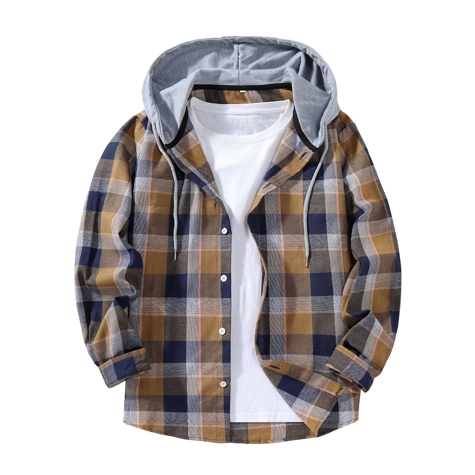 Felirenzacia George Men's Tartan Hoodie Shirt, Checkered Plaid Long ...