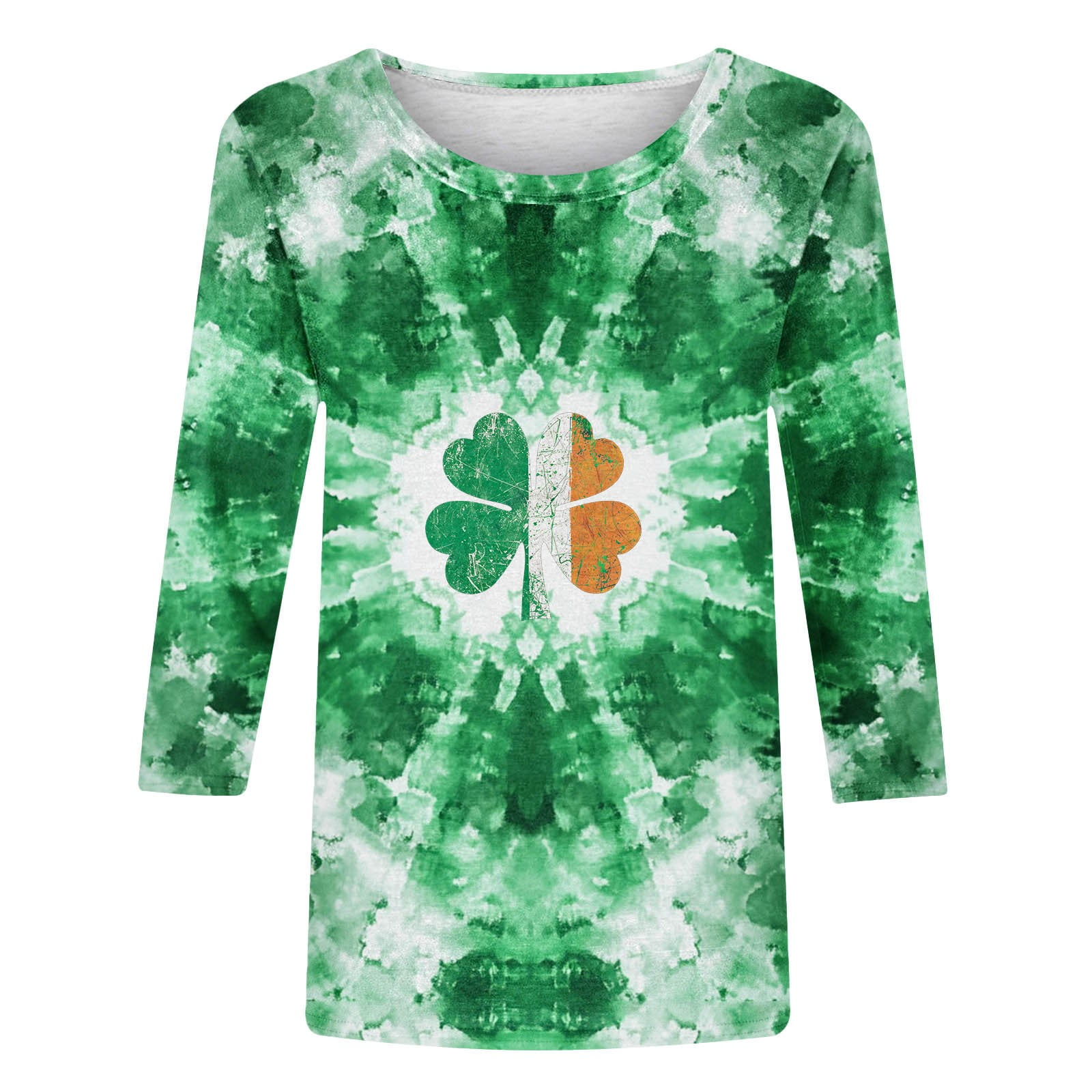Felirenzacia Ladies' Christmas Printed Round Neck Three Quarter Sleeve ...