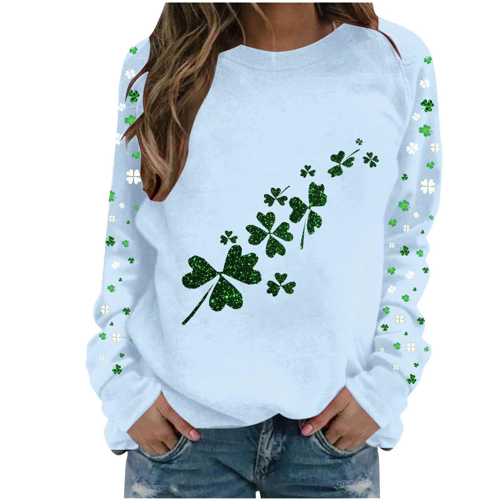 Felirenzacia Lucky Clover Women’s Raglan Sweatshirt St. Patrick Theme ...
