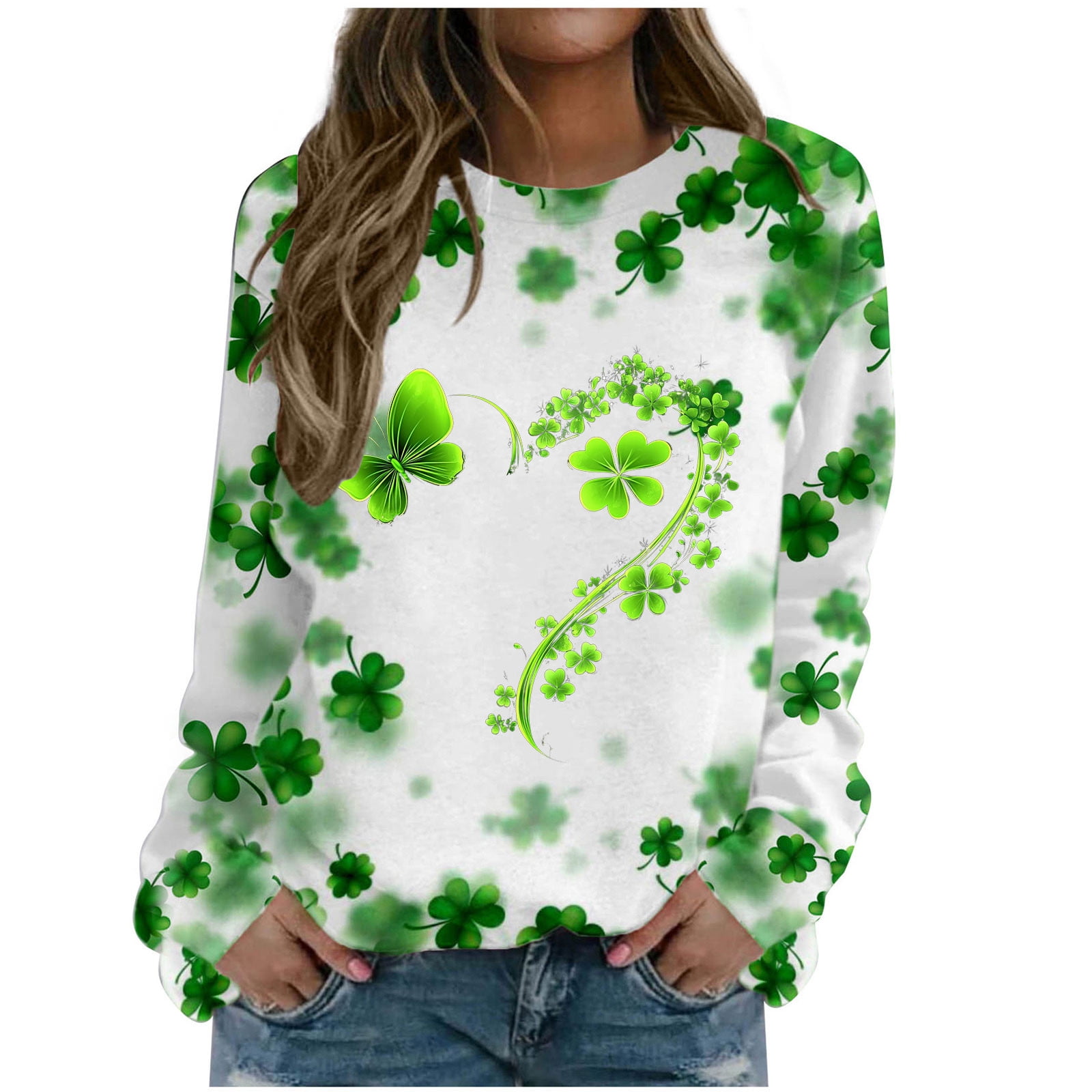 Felirenzacia Lucky Clover Women’s Sweatshirt St. Patrick Theme Pullover ...