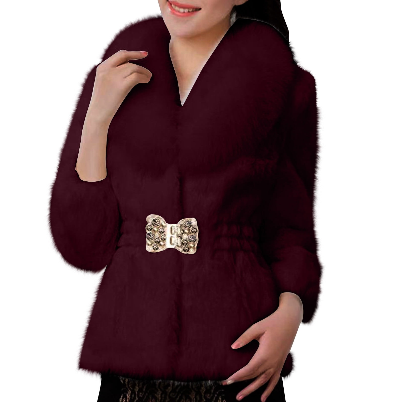 Felirenzacia Luxury Faux Fur Coat for Women Winter Fur Coat Wedding ...