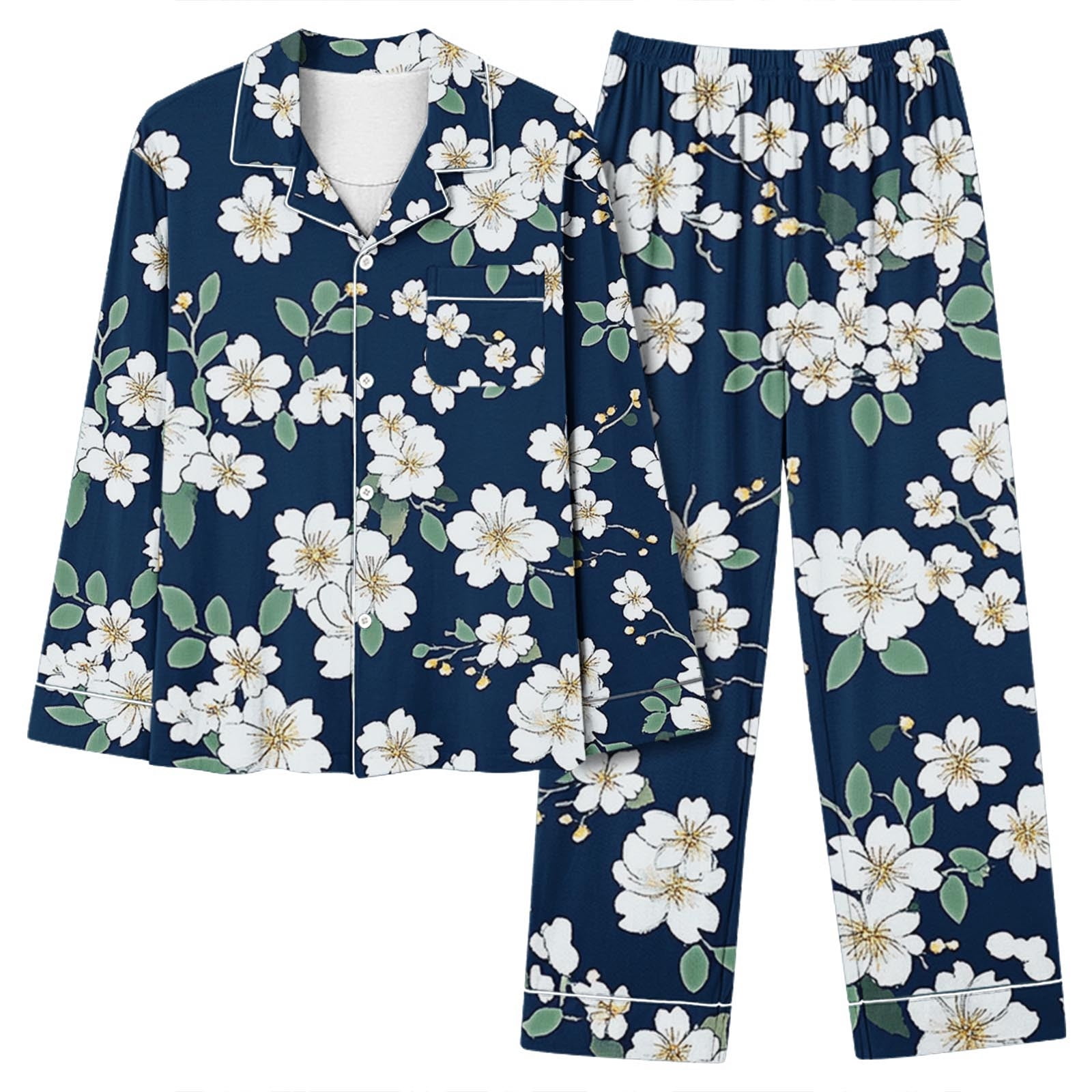 Felirenzacia Pajamas for Women Soft Button Up Pajama Set Long Sleeve ...