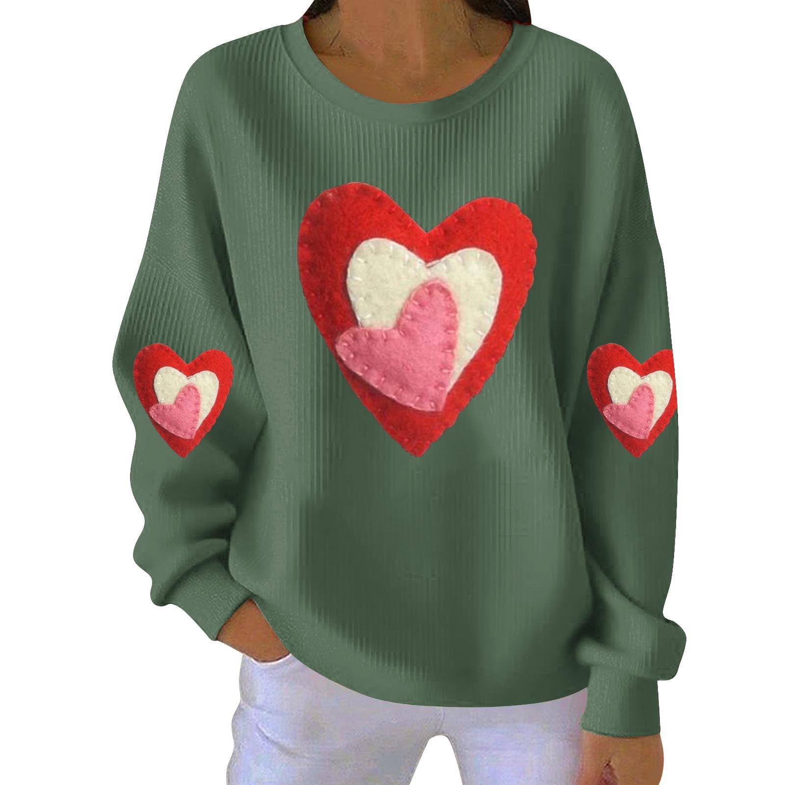 Felirenzacia Plus Size Women’s Valentine Hoodie Love Heart Print Long ...