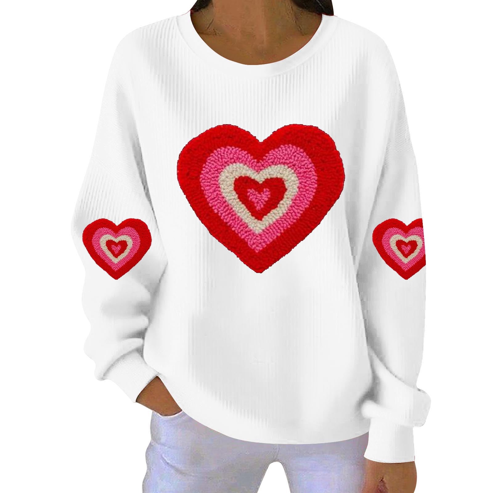 Felirenzacia Plus Size Women’s Valentine Hoodie Love Heart Print Long ...