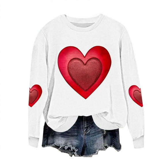 Felirenzacia Plus Size Women’s Valentine Sweatshirt Love Heart Pattern ...