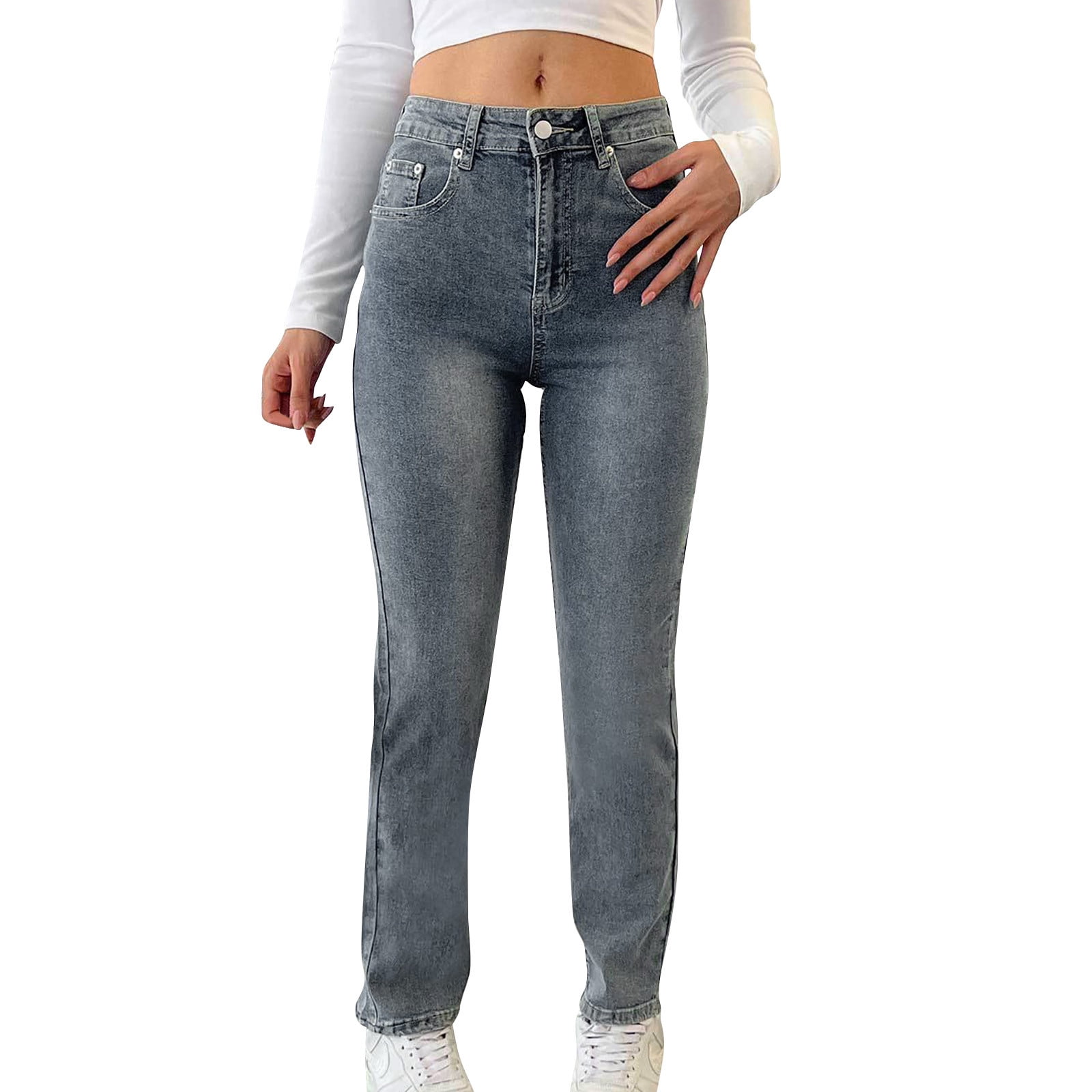 Felirenzacia Women Slim Straight Jeans, Full Length Denim Pants ...