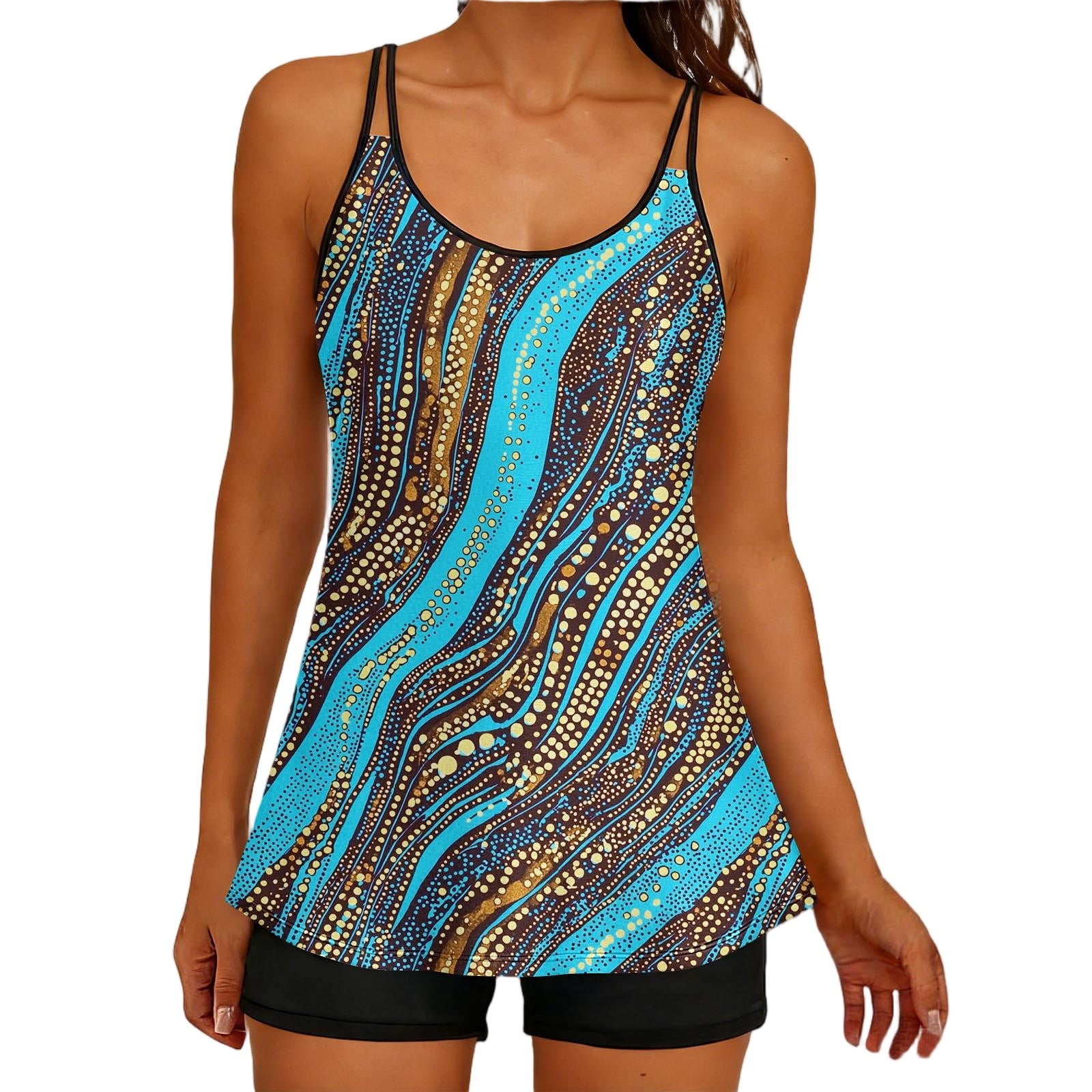 Felirenzacia Women's 2 Piece Tankinis Swimsuit, Athletic Push Up Boyleg ...