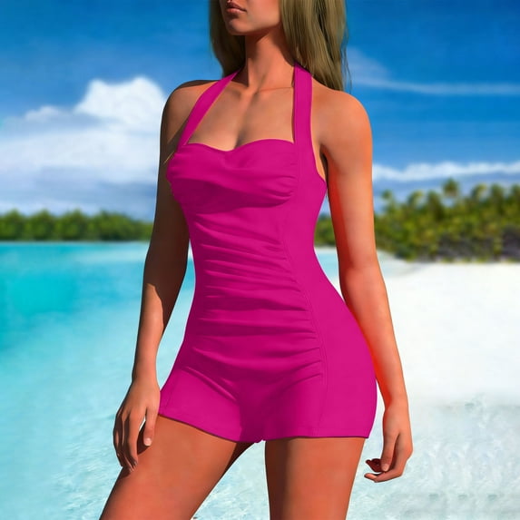 Felirenzacia Women's Athletic Solid One Piece Swimsuit,Full Coverage ...