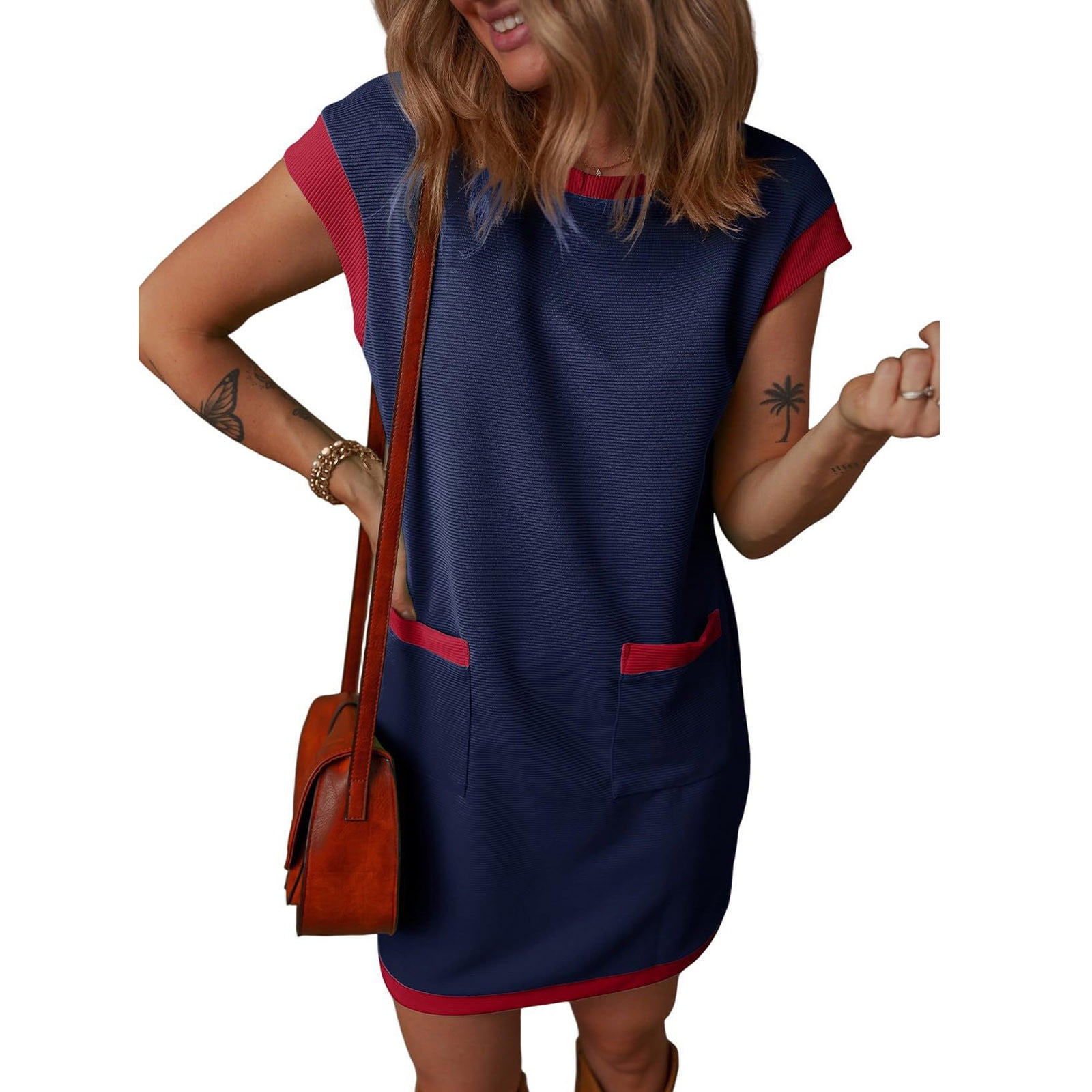 Felirenzacia Women's Casual Spring Summer Dresses Cap Sleeve Color ...