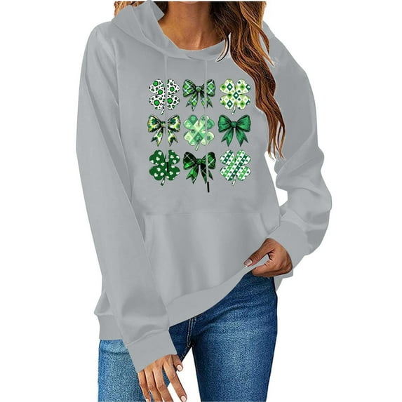 Felirenzacia Women’s Clover Hoodie St. Patrick Theme Soft Long Sleeve ...