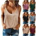 Felirenzacia Women’s Deep V Neck Sequin Tank Top, Sleeveless Sparkly ...