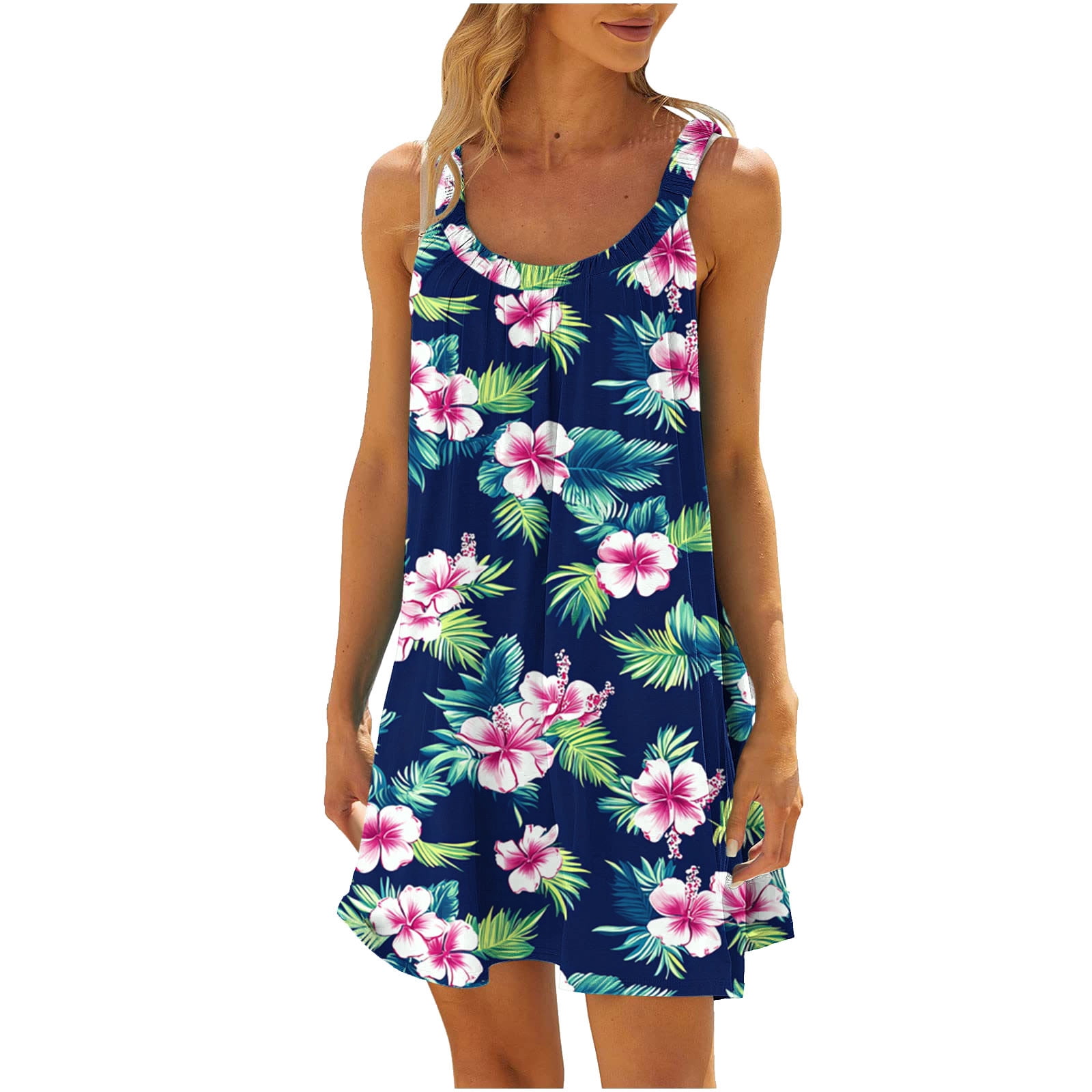 Felirenzacia Women's Disty Summer Swing Mini Dress, Flowy Short ...