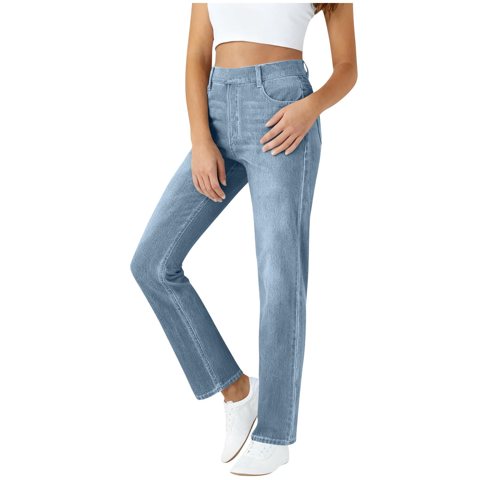Felirenzacia Women's Faux Denim Pants, No Boundaries Full Length ...