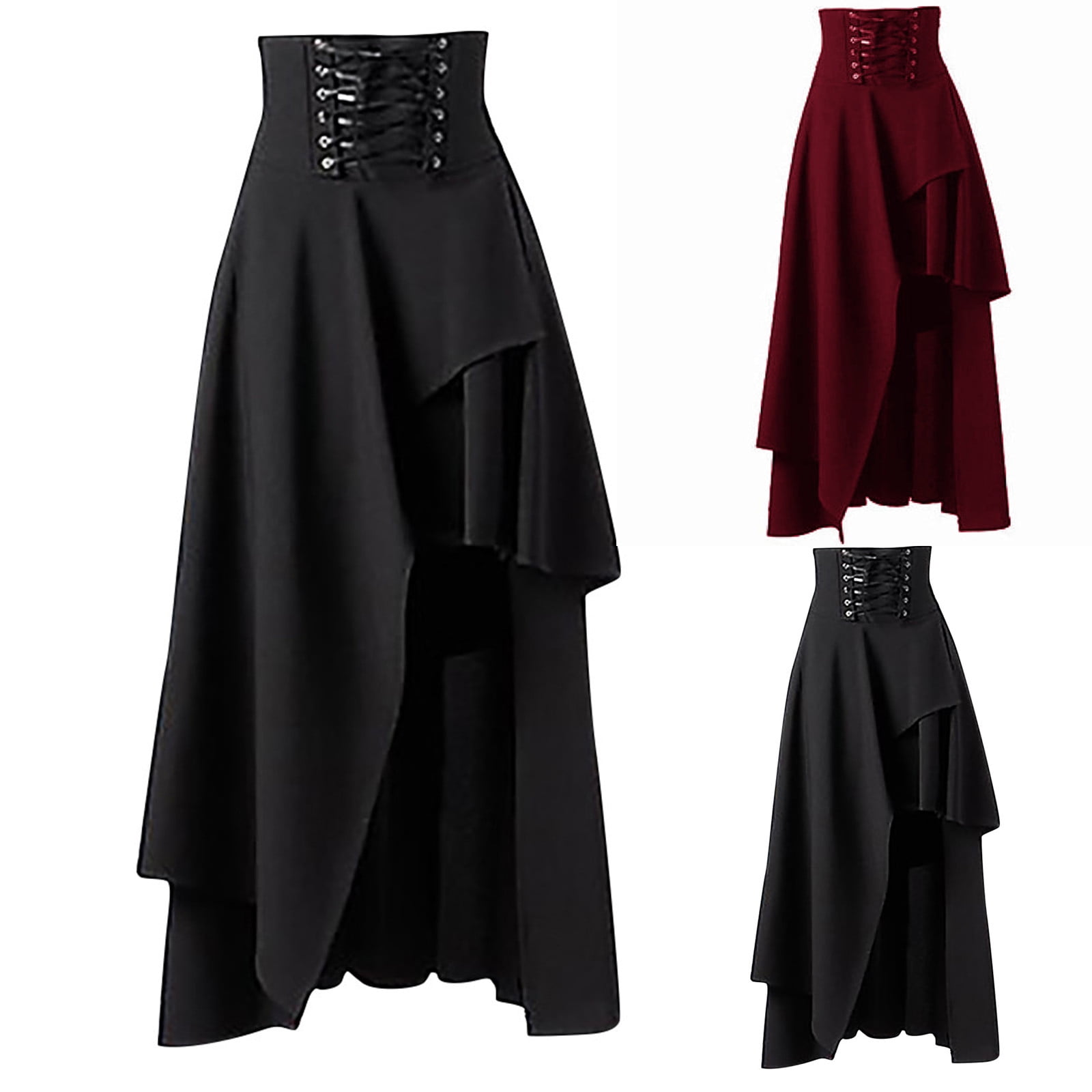 Felirenzacia Women’s Gothic Skirt, High Waist with Lace-Up Corset ...