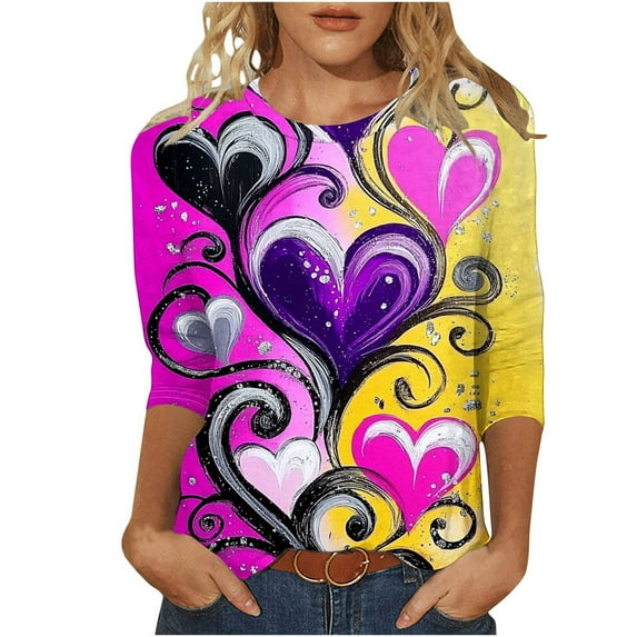 Felirenzacia Women’s Heart Print Hoodie, Valentine Graphic Sweatshirt ...