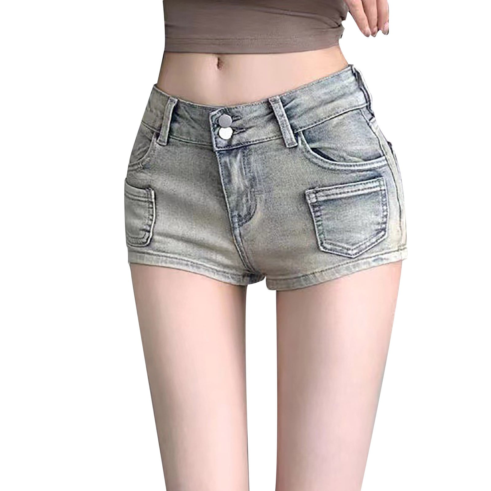 Felirenzacia Women's Low Rise Denim Shorts Y2k Stretch Mini Jean Shorts ...