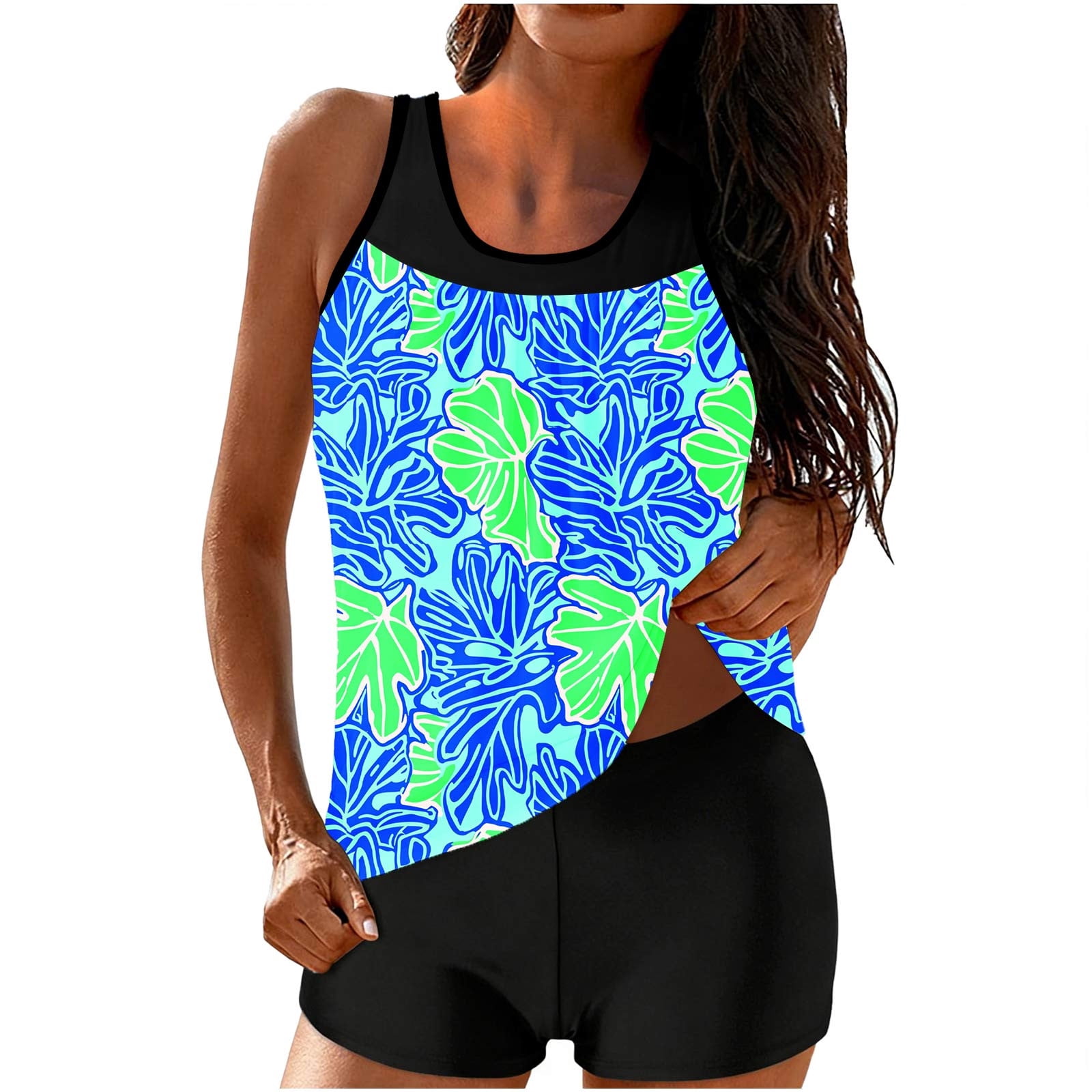 Felirenzacia Women's Modest 2 Piece Tankinis, Athletic Butt Lifting ...