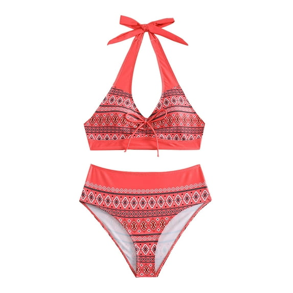 Felirenzacia Women's Plus Size 2 Piece Bikini Sets, Printed Backless ...