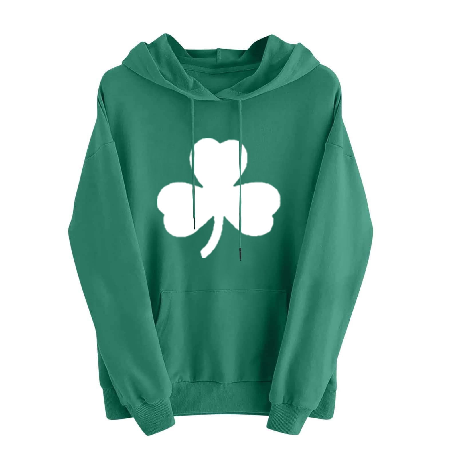 Felirenzacia Women’s Shamrock Hoodie St. Patrick Theme Fleece Casual ...