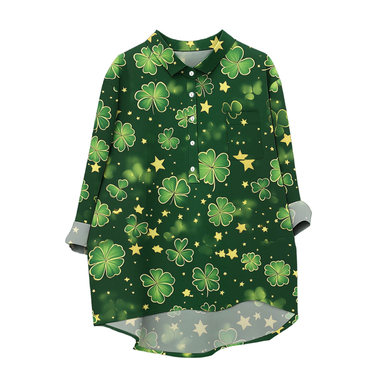 Felirenzacia Women’s St. Patrick Long Sleeve Half Button Lapel Collar ...