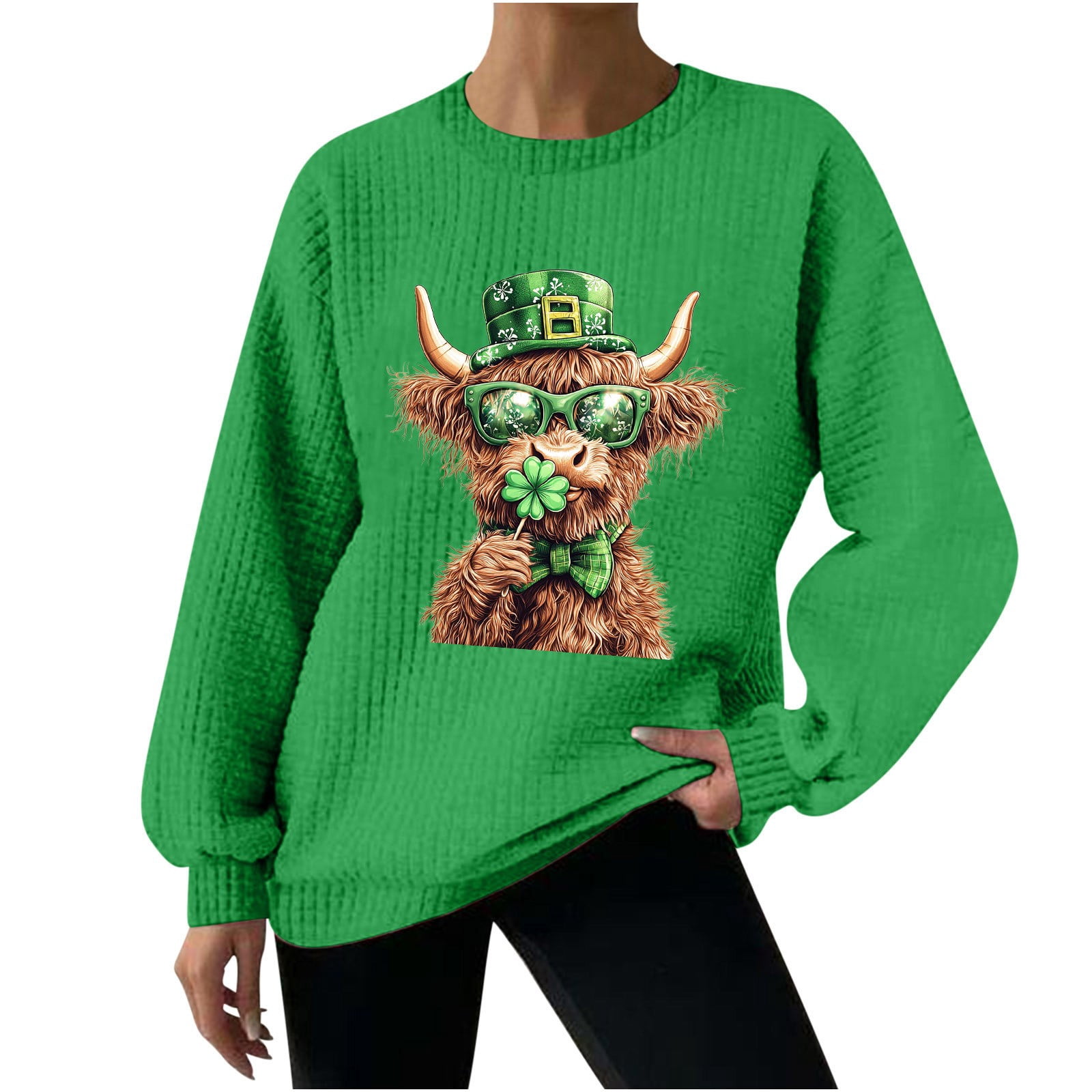 Felirenzacia Women’s St. Patrick’s Day Waffle Weave Long Sleeve ...