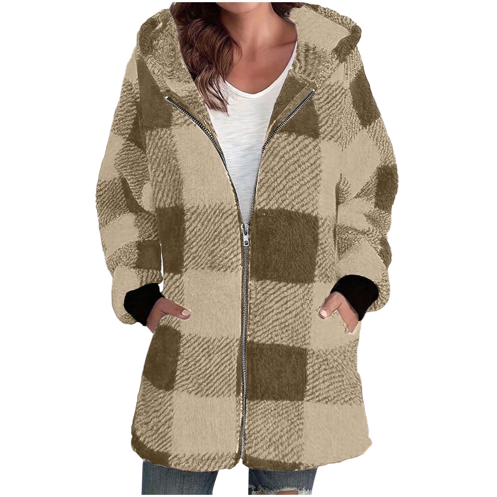 Felirenzacia Womens Plaid Shacket Jacket Sherpa Lined Flannel Jackets ...