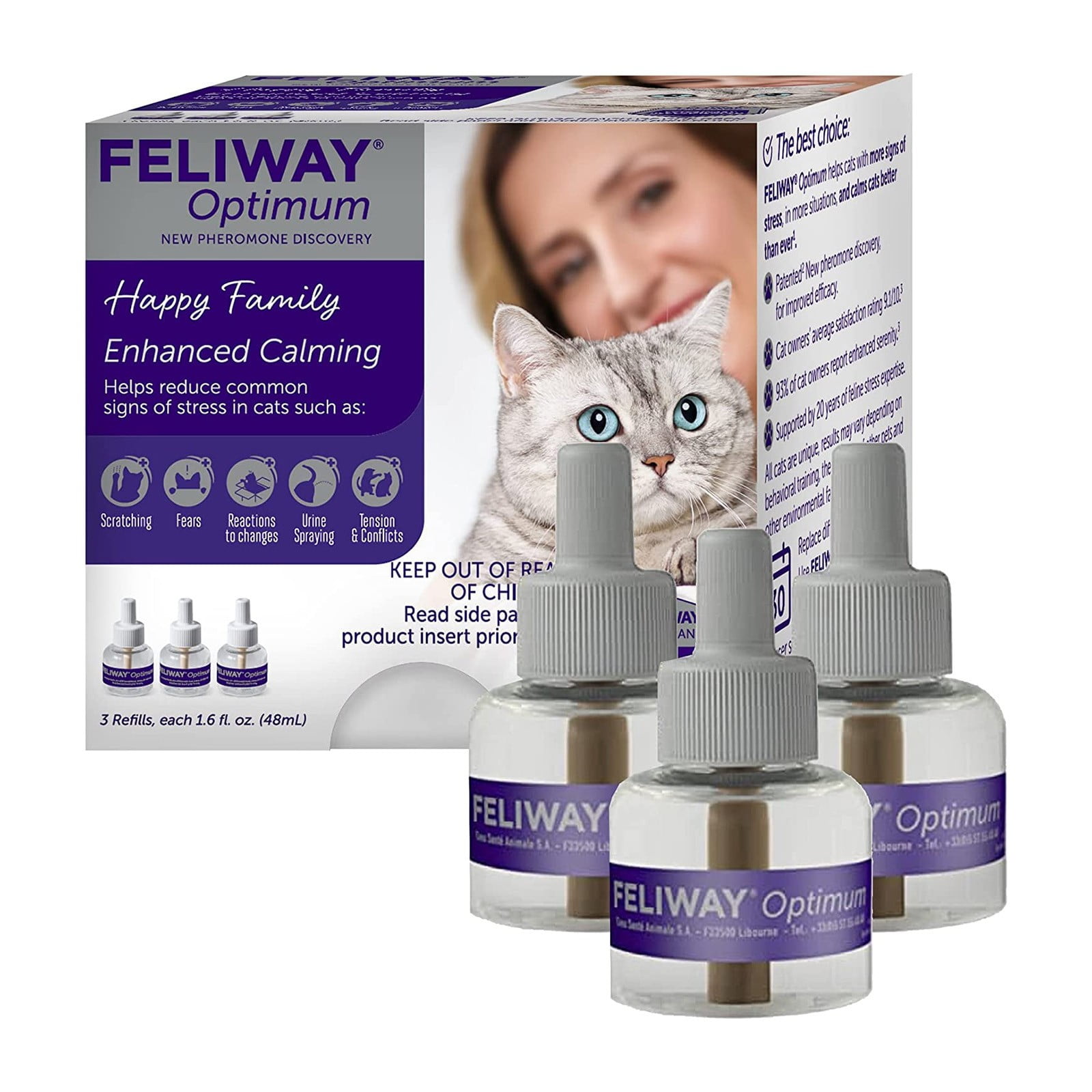Feliway Optimum, Enhanced Calming Pheromone 30-day Refill – 3 Pack ...