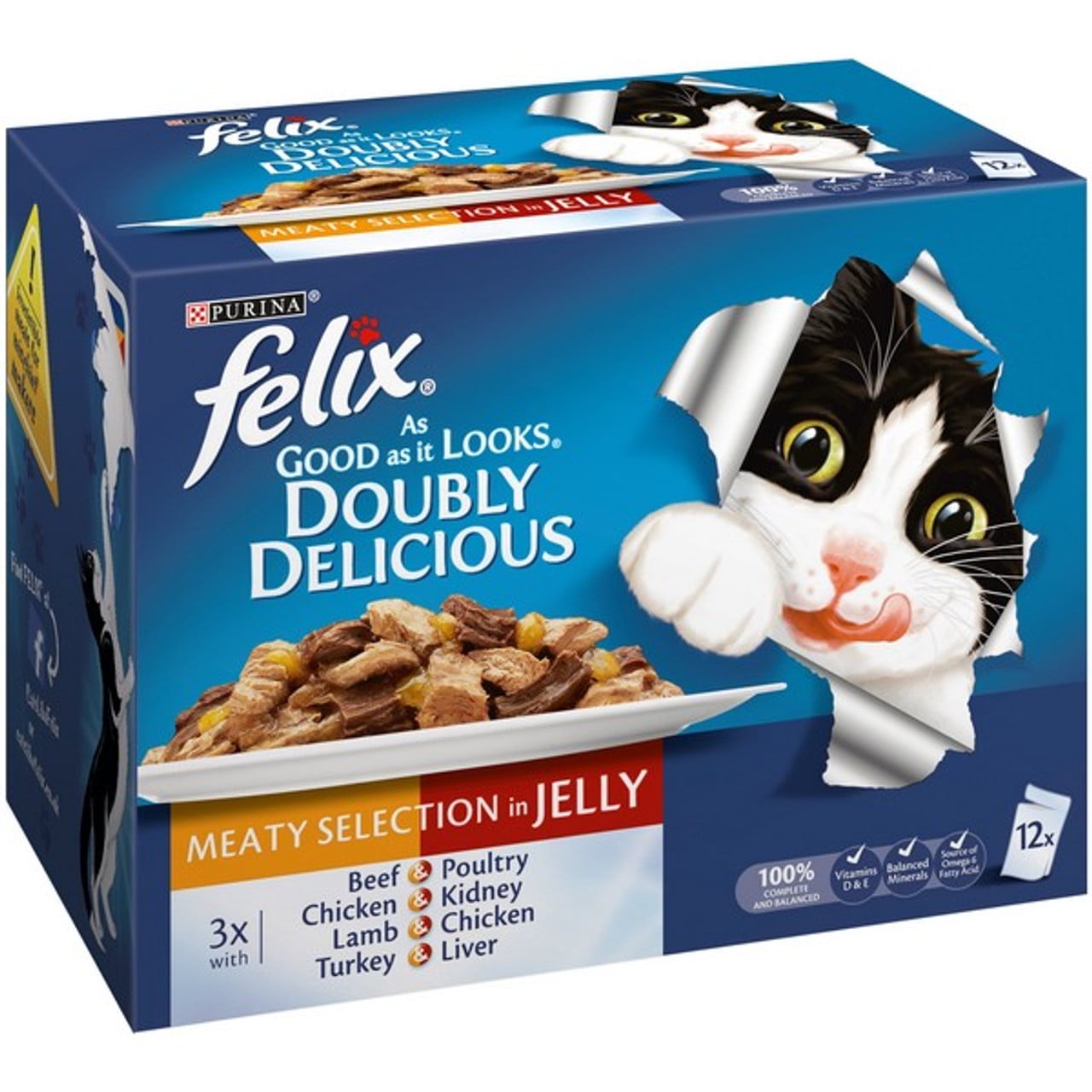 Felix AGAIL Mixed Variety Doubly Delicious Meat Cat Food (12Pk) 100g ...