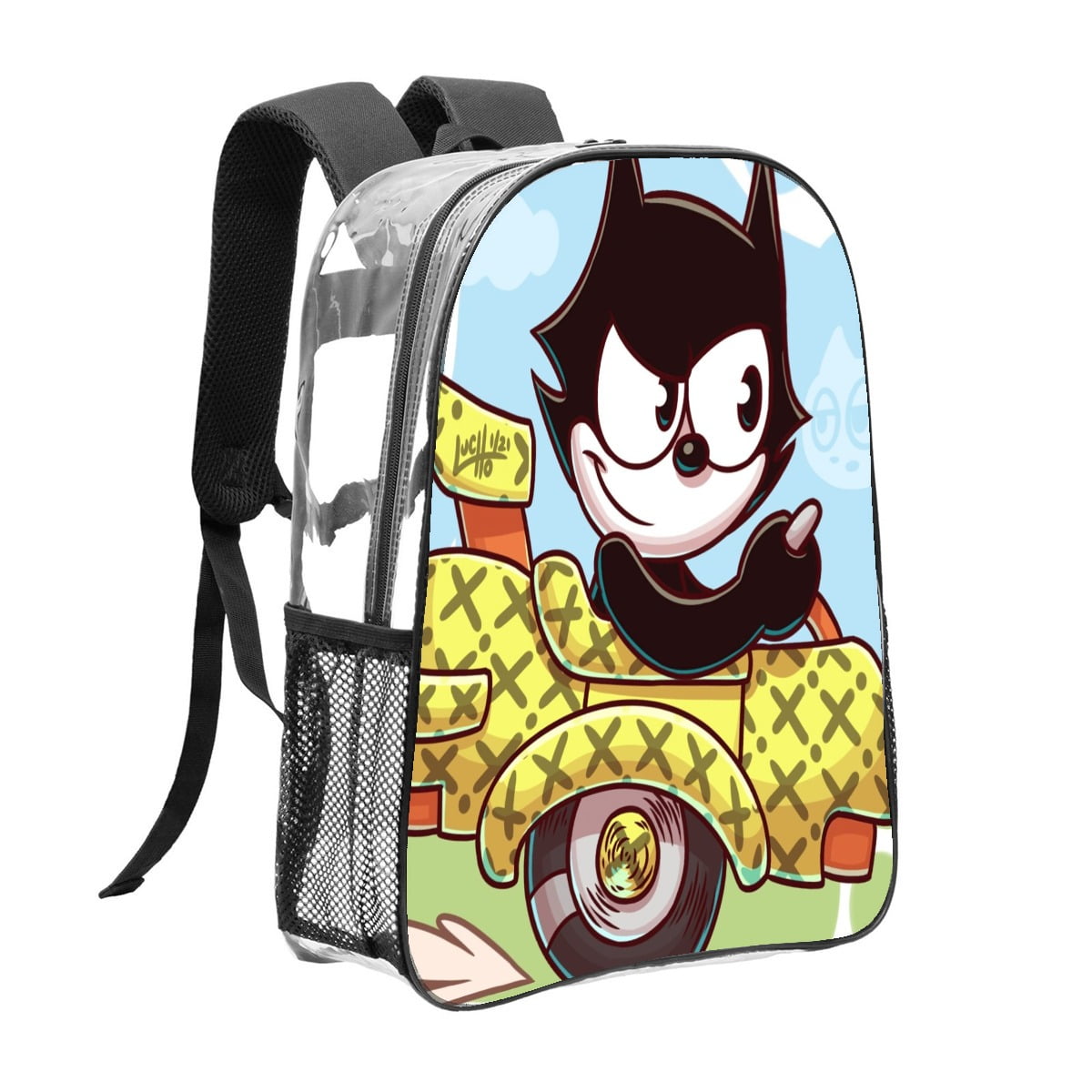 Felix Aesthetic The Cat Pattern Transparent Backpack Lightweight And ...