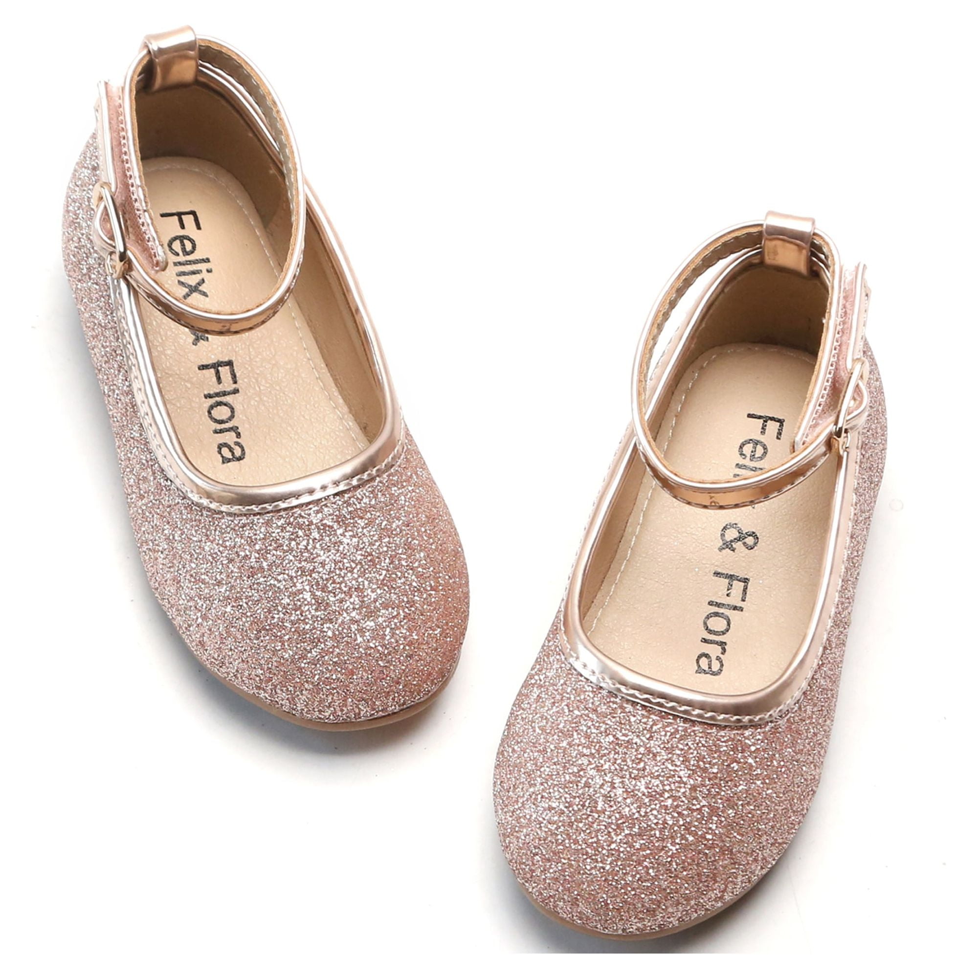 Felix & Flora Girls Pink Dress Shoes Mary Jane Ballet Flats Party ...